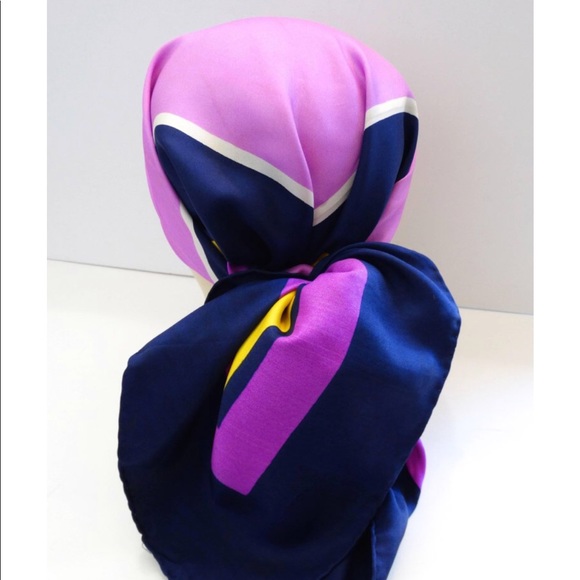 Yves Saint Laurent | Accessories | Ysl Vintage Color Block Silk Scarf ...